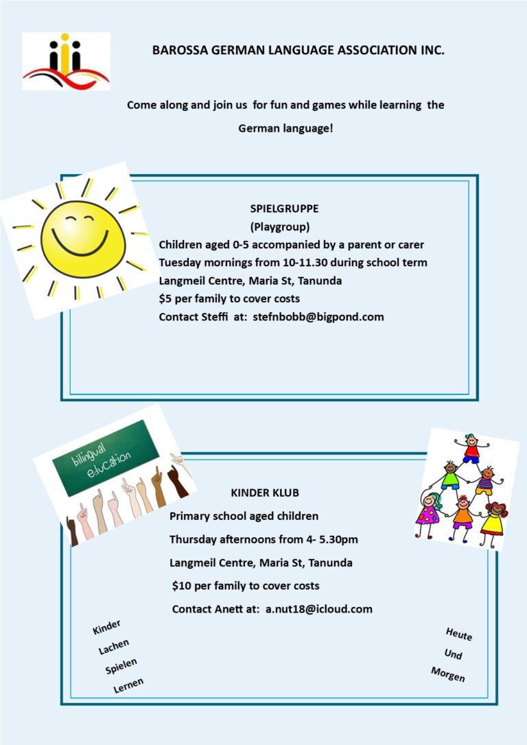 German classes for kids Term 2 – Barossa German Language Association Inc.
